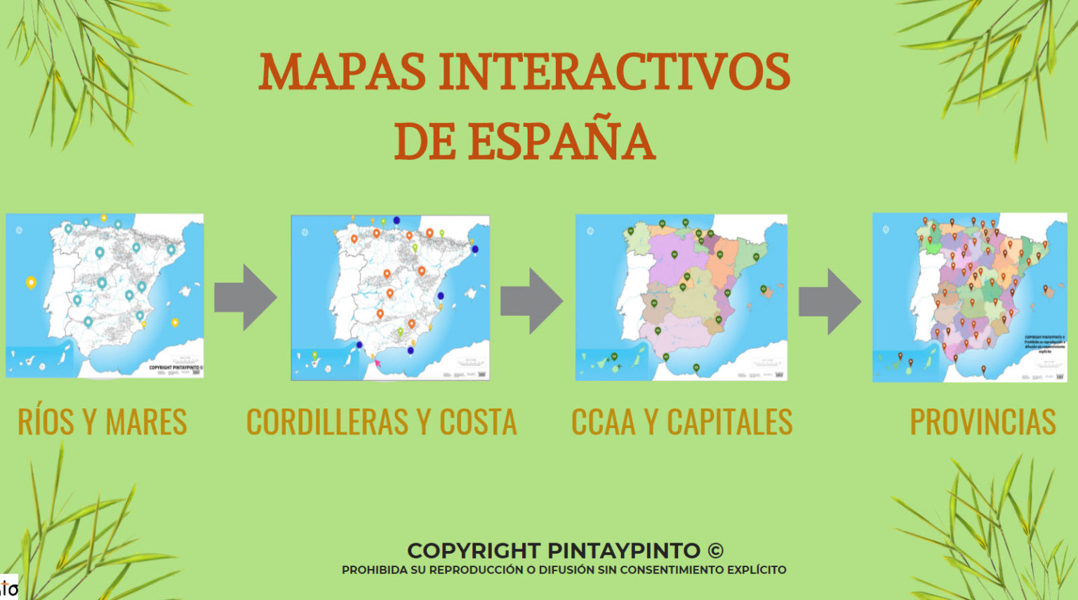 Mapa mudo de España - impreso e interactivo | Pinta y Pinto