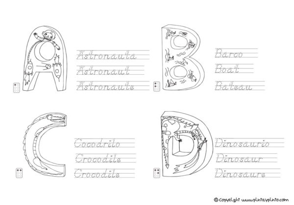 Mega ABC Abecedario para colorear 3 idiomas | Pinta y Pinto